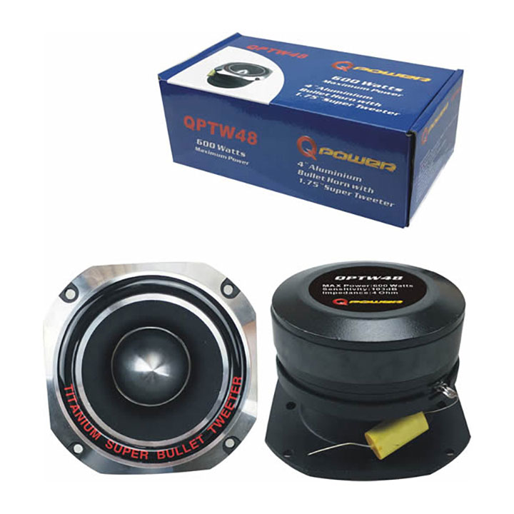 Qpower 4" Aluminum bullet horn with 1.75" super tweeter 600 Watts Pair ...